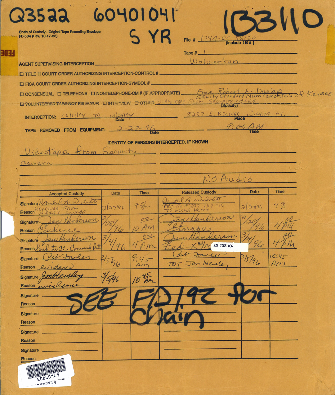 FBI Sketch of John Doe #2 – Oklahoma City National Memorial & Museum